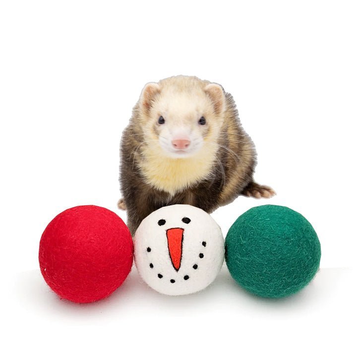 Ferret Stashing Balls (Red & Green Snowman) - Set of 3 – The Pampered ...